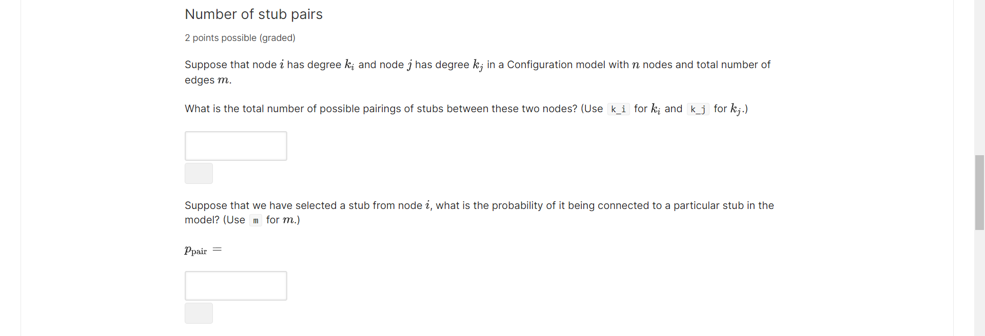 Solved Number of stub pairs 2 points possible (graded) | Chegg.com