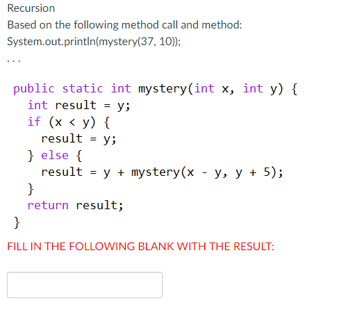 Solved Recursion Based On The Following Method Call And 1760