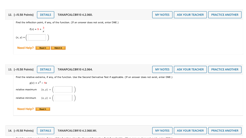 [-/0.58 Points] TANAPCALCBR10 4.2.060. Find the | Chegg.com