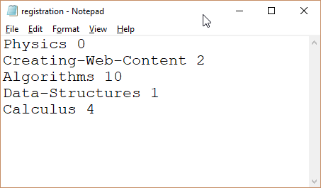 Create a simplified course registration system using | Chegg.com