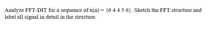Solved Analyze FFT-DIT for a sequence of x(n)= {6 4 4 5 6). | Chegg.com
