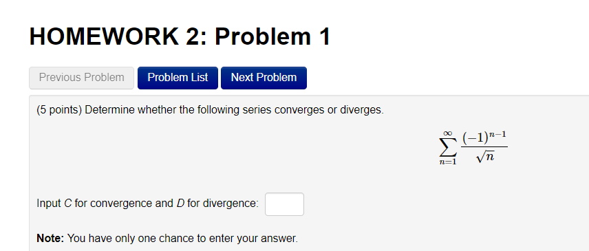 Solved HOMEWORK 2: Problem 1 Previous Problem Problem List | Chegg.com