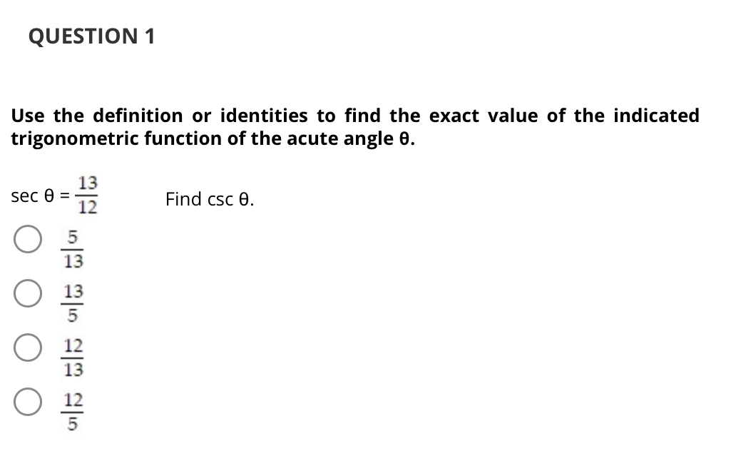 Solved Use the definition or identities to find the exact | Chegg.com