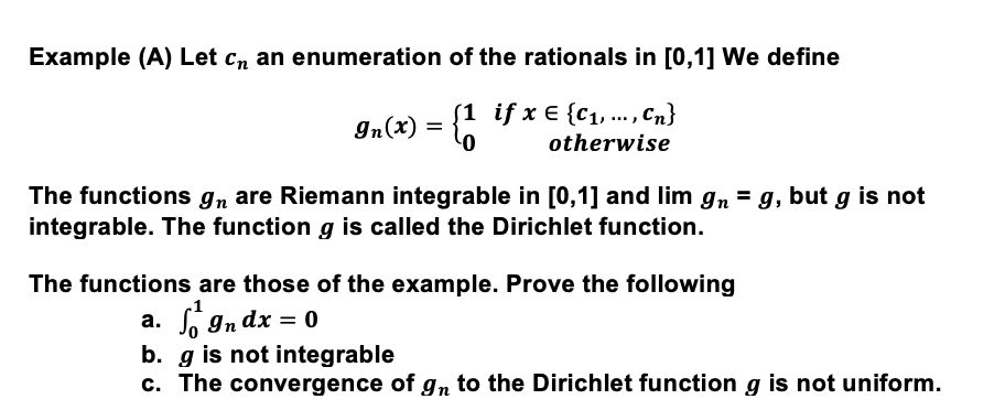 Solved Example (A) Let on an enumeration of the rationals in | Chegg.com