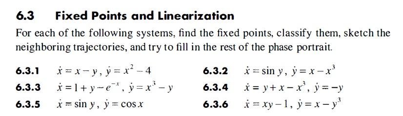 Solved 63 Fixed Points And Linearization For Each Of The 