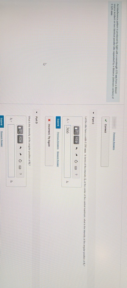 Solved An interference pattern is produced by light with a | Chegg.com