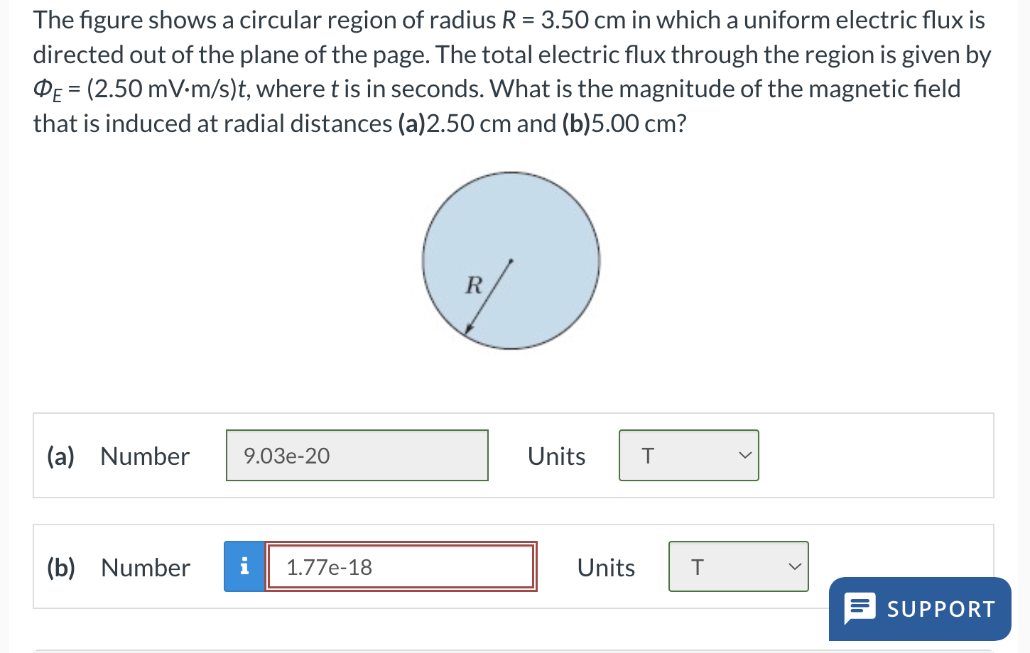Solved The figure shows a circular region of radius R=3.50 | Chegg.com