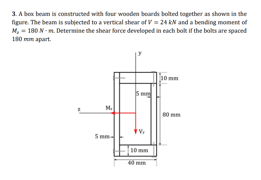 Solved 3. A box beam is constructed with four wooden boards | Chegg.com