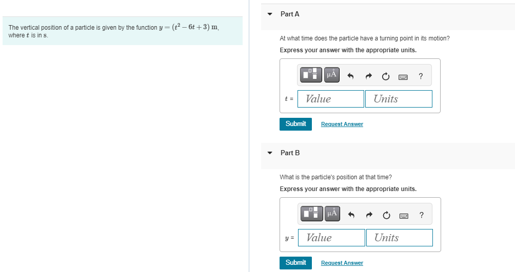 Solved Part AThe vertical position of a particle is given by | Chegg.com