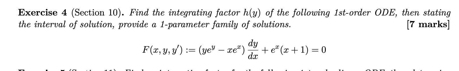 Solved Exercise 4 (Section 10). Find the integrating factor | Chegg.com