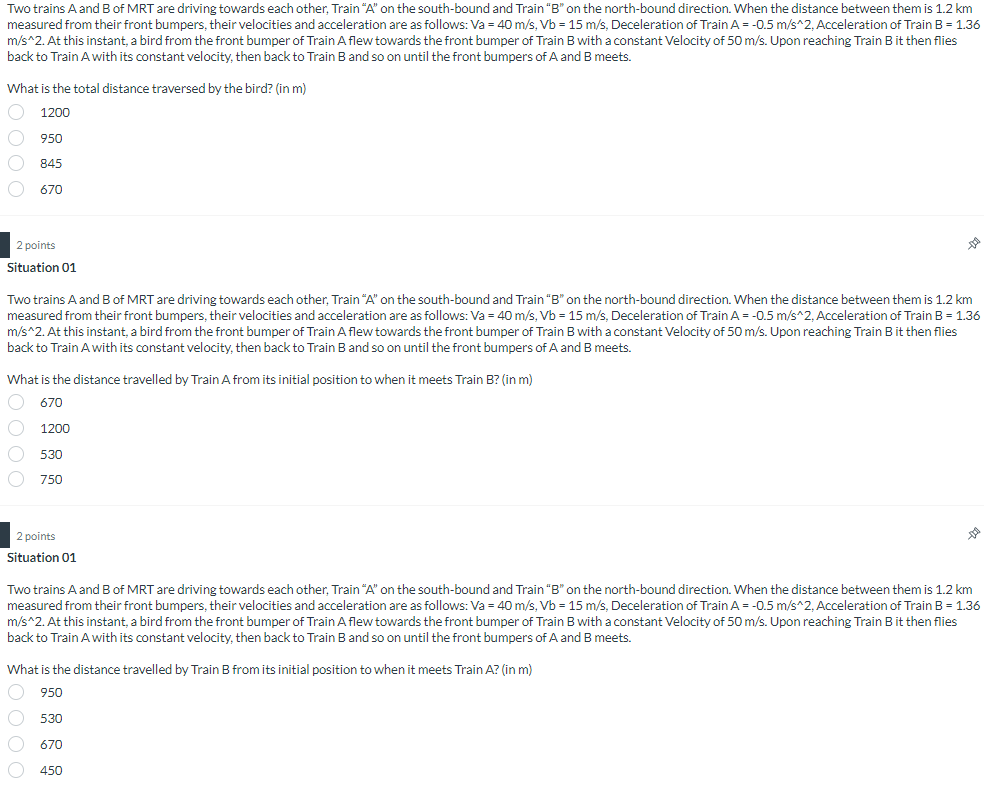 Solved Two trains A and B of MRT are driving towards each | Chegg.com