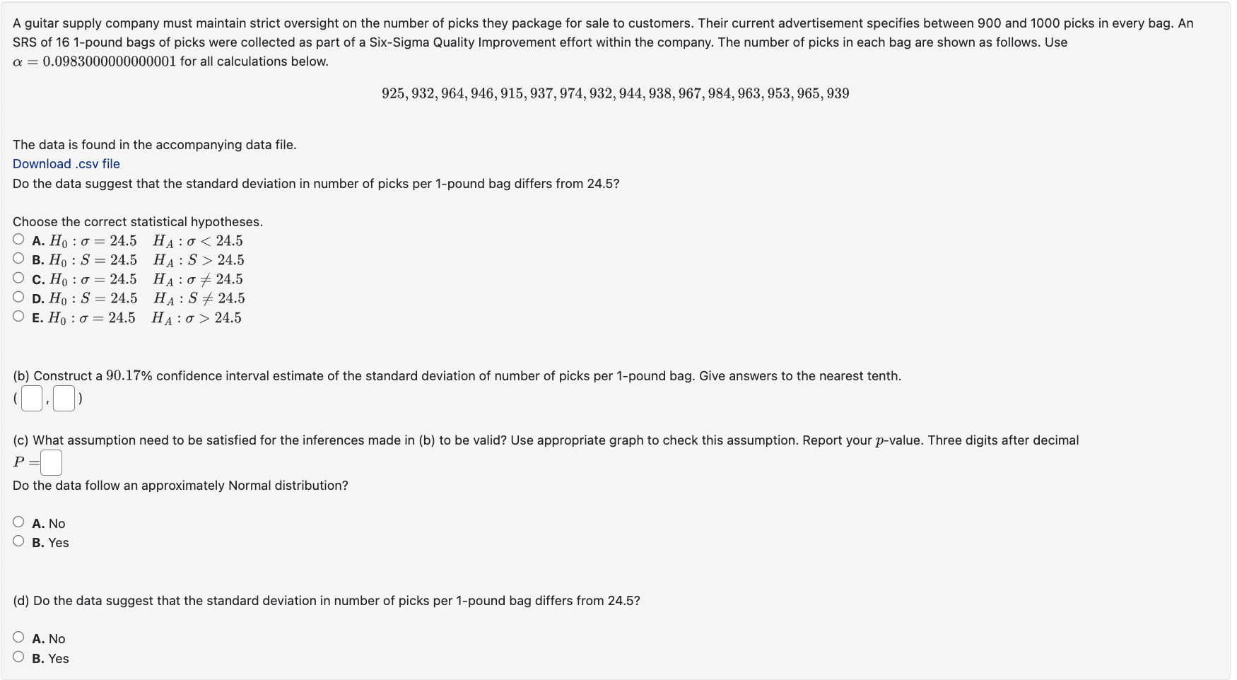 Solved α=0.0983000000000001 for all calculations below. | Chegg.com