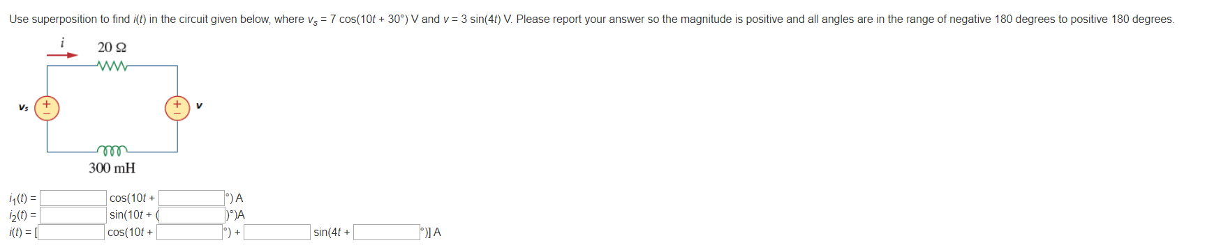 Solved Use superposition to find i(t) in the circuit given | Chegg.com
