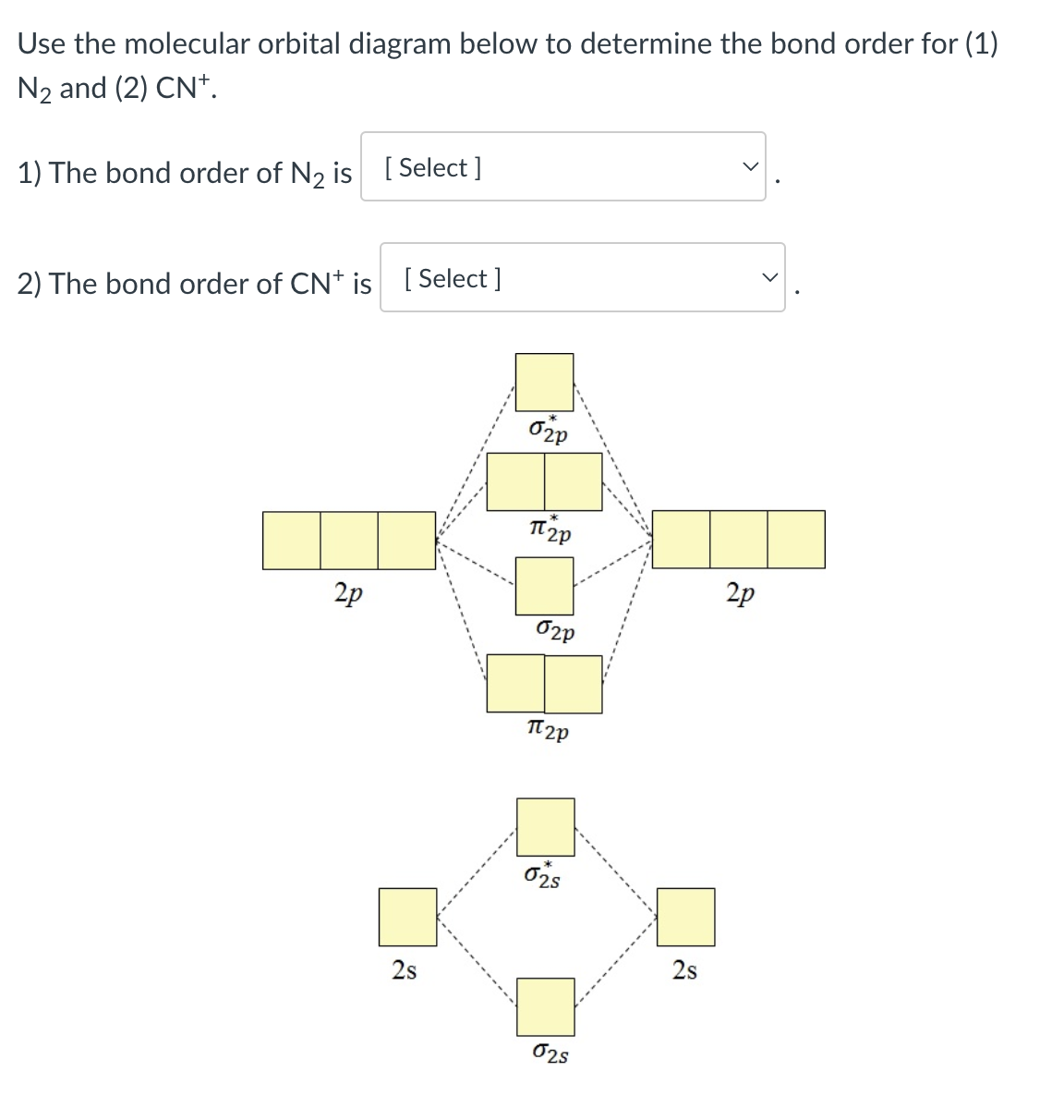 Solved Use the molecular orbital diagram below to determine | Chegg.com