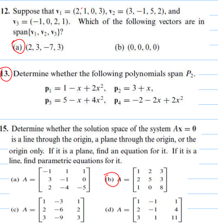 Solved 12. Suppose that v1=(2,1,0,3),v2=(3,−1,5,2), and | Chegg.com