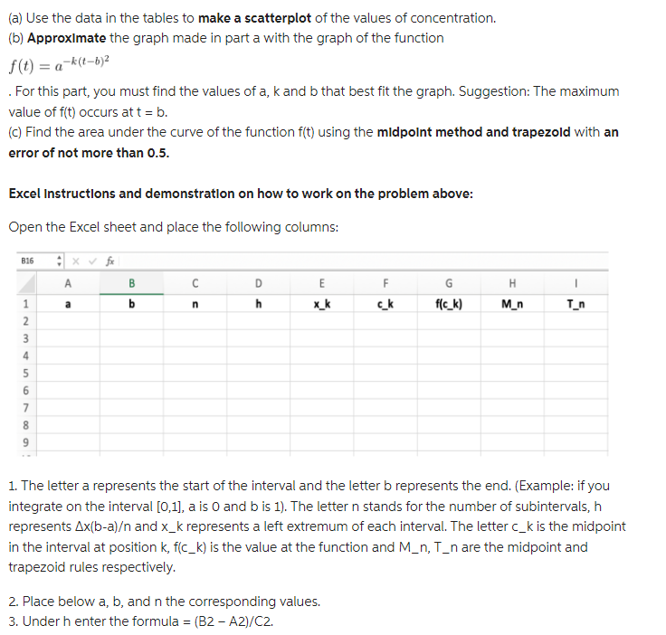 Solved Calculus with Excel (Scatterplot) Hello! I need | Chegg.com