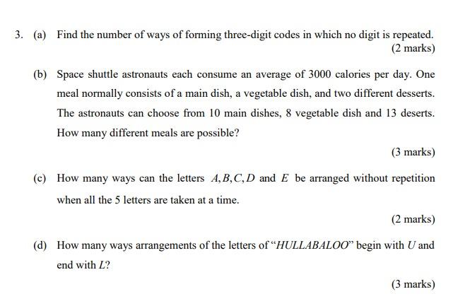 Solved 3. (a) Find the number of ways of forming three-digit | Chegg.com