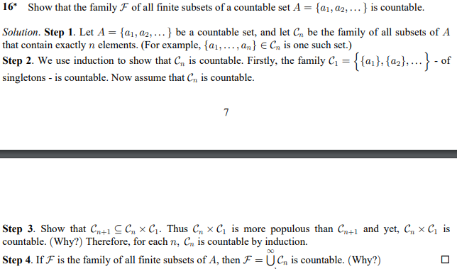 Solved 16* Show that the family F of all finite subsets of a | Chegg.com