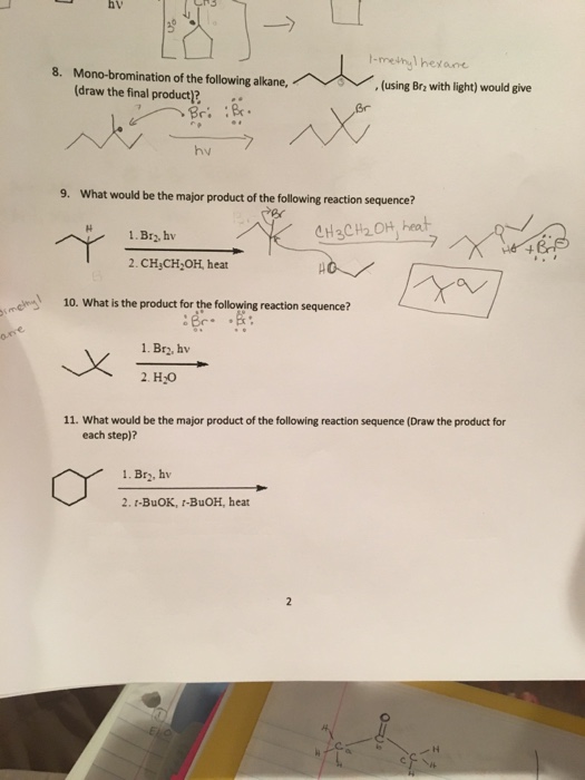 Solved Mono Bromination Of The Following Alkane Draw The