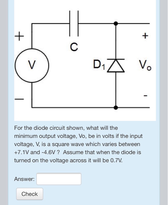 Solved For the diode circuit shown, what will the minimum | Chegg.com