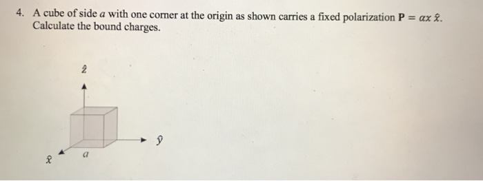 Solved 4. A cube ofside a with one corner at the origin as | Chegg.com