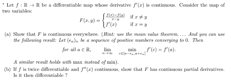 Solved Let f: R+R be a differentiable map whose derivative | Chegg.com