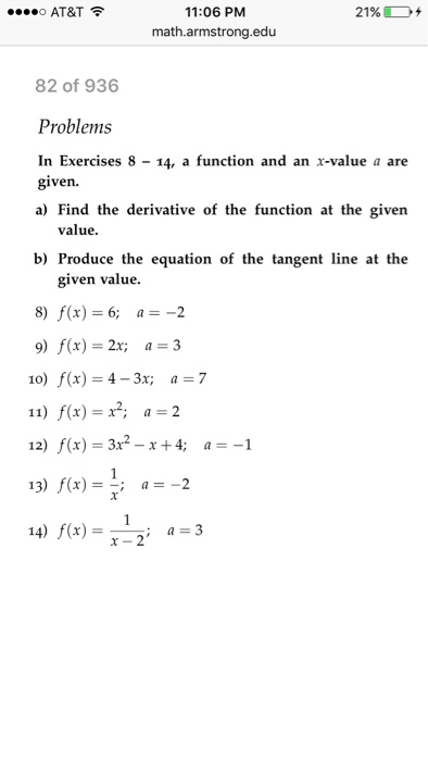 Solved AT&T令 21%D+ 11:06 PM math.armstrong.edu 82 of 936 | Chegg.com