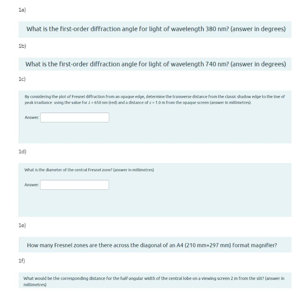 1a What Is The First Order Diffraction Angle For