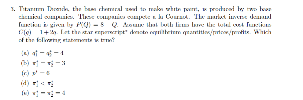 Solved 3. Titanium Dioxide, the base chemical used to make | Chegg.com