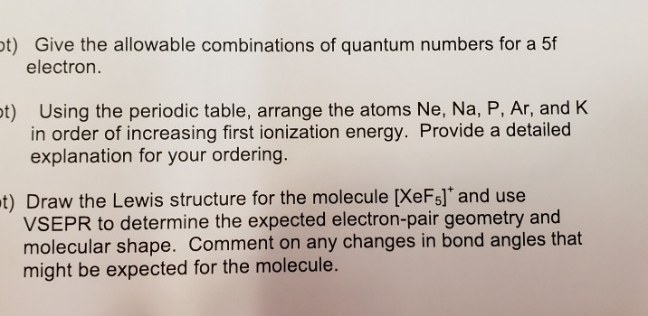 Solved pt) Give the allowable combinations of quantum | Chegg.com