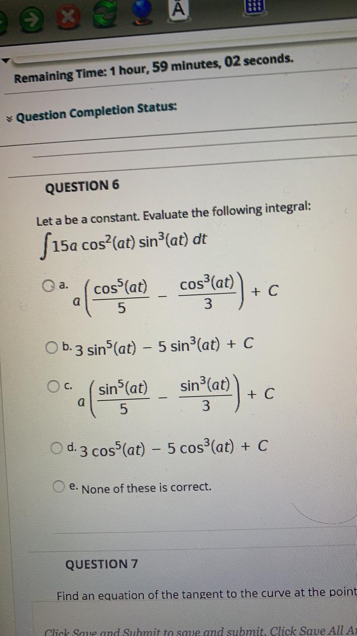 Solved А Remaining Time: 1 hour, 59 minutes, 02 seconds. | Chegg.com