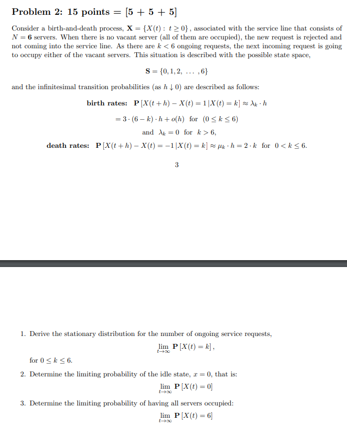 Problem 2: 15 points = [5 + 5 + 5] Consider a | Chegg.com