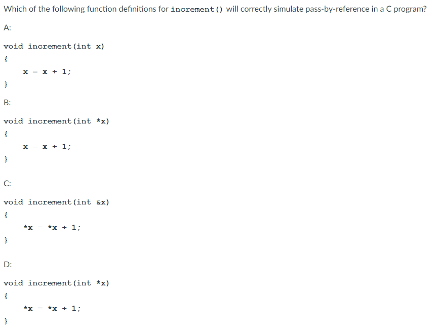 Solved Which of the following function definitions for | Chegg.com