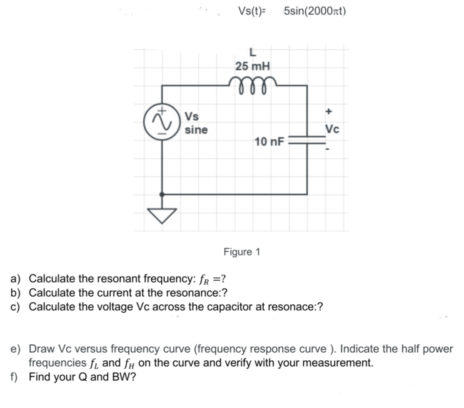 Solved rigure 1 a) Calculate the resonant frequency: fR= ? | Chegg.com
