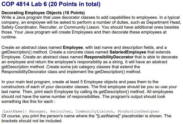Solved COP 4814 Lab 6 (20 Points in total) Decorating | Chegg.com