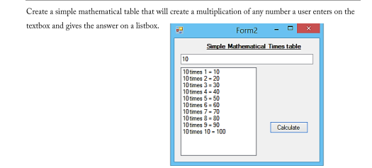 Solved Create a simple mathematical table that will create a | Chegg.com