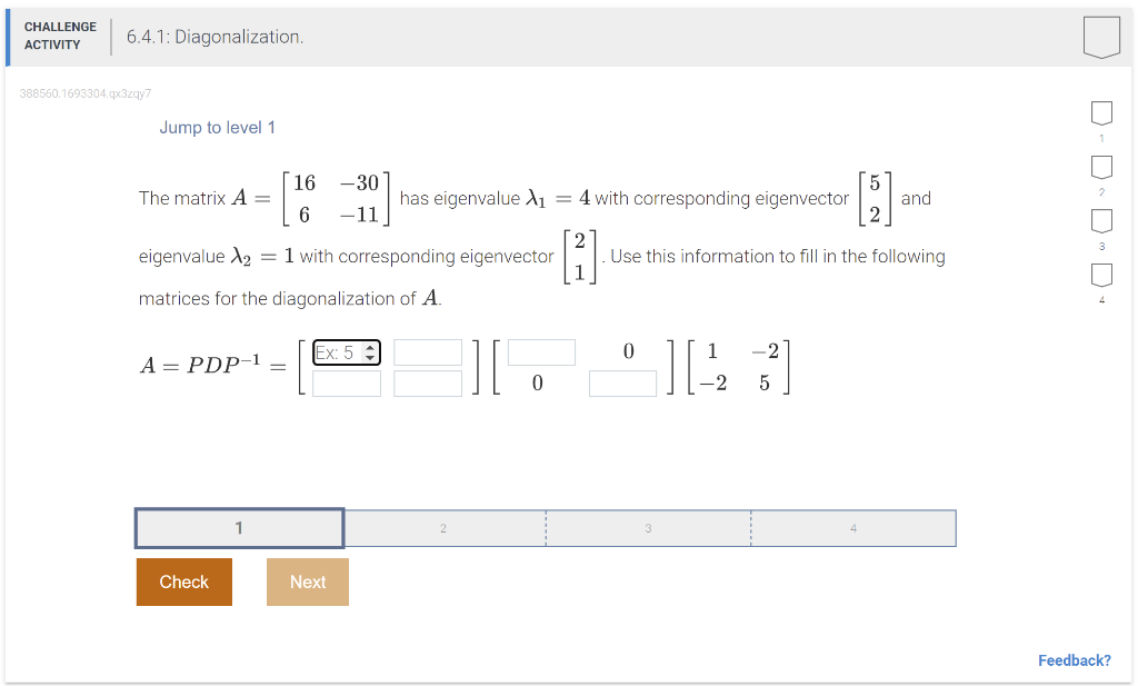 Solved CHALLENGE ACTIVITY 6.4.1: Diagonalization. | Chegg.com