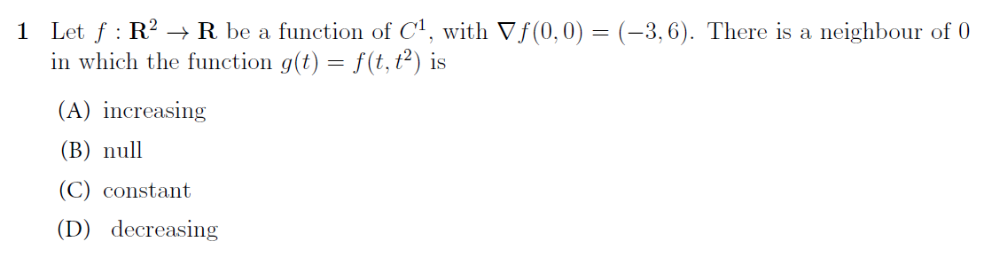 Solved 1 Let f:R2→R be a function of C1, with | Chegg.com