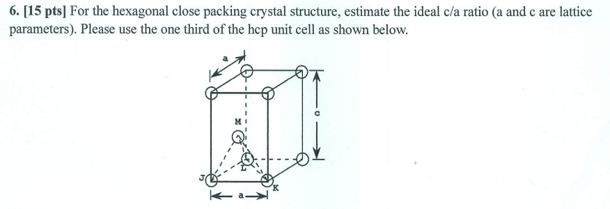 Solved 6. [15 pts] For the hexagonal close packing crystal | Chegg.com