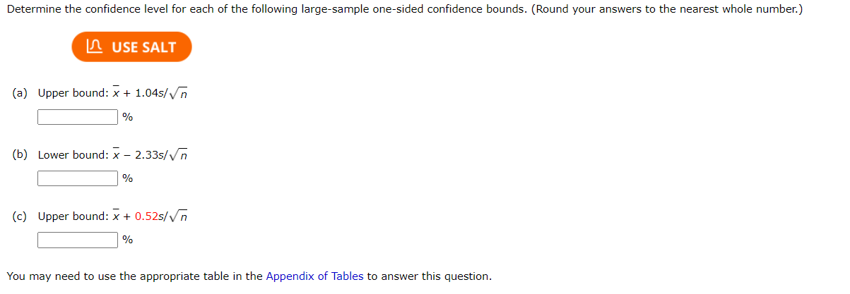 Solved Determine the confidence level for each of the | Chegg.com