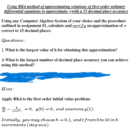 Using RK4 method of approximating solutions of first | Chegg.com