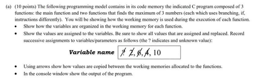 Solved (a) (10 points) The following programming model | Chegg.com