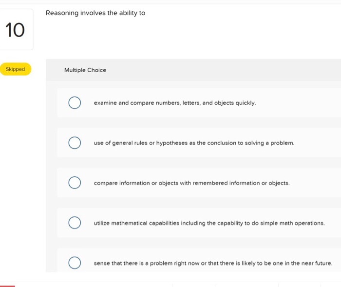 Solved Reasoning involves the ability to 10 Skipped Multiple | Chegg.com