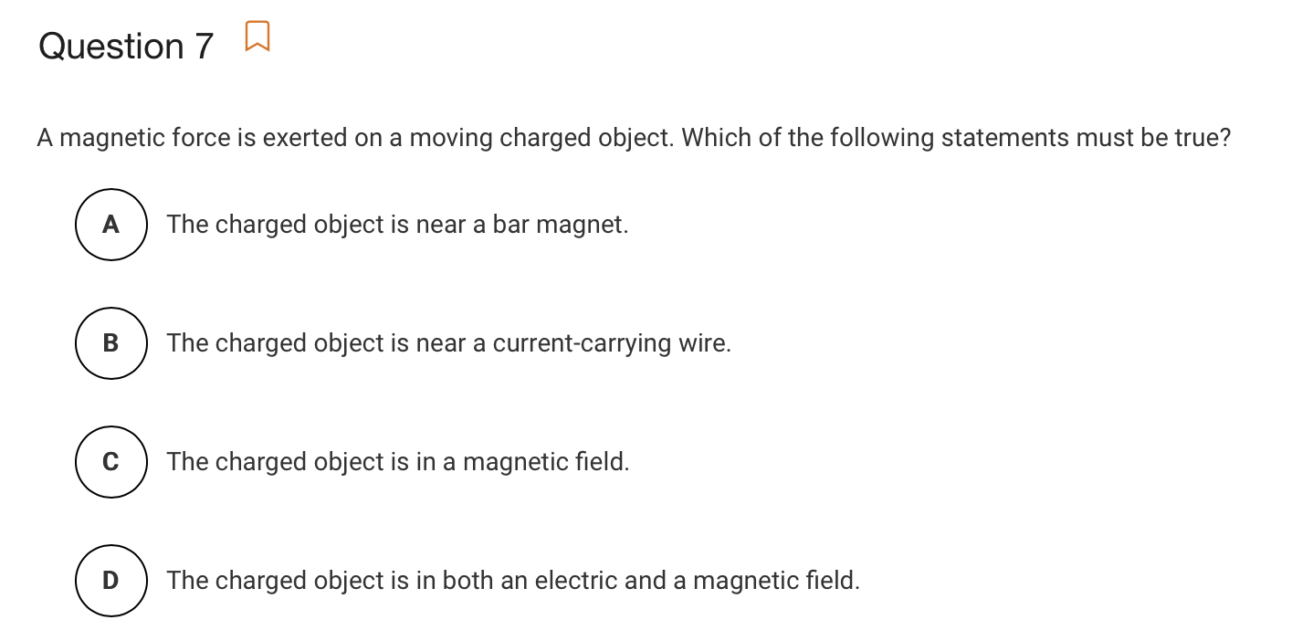 Solved Question 7 A magnetic force is exerted on a moving | Chegg.com