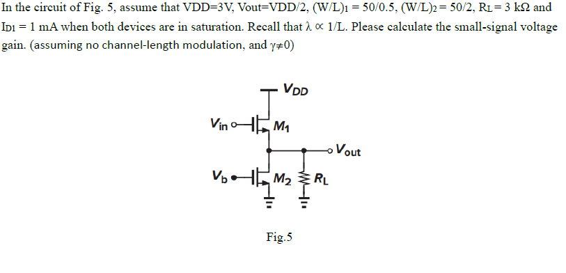 Solved In the circuit of Fig. 5 , assume that VDD=3 V, Vout | Chegg.com