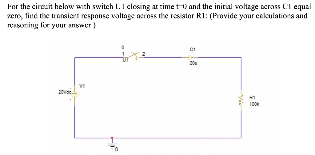 Solved For the circuit below with switch U1 closing at time | Chegg.com