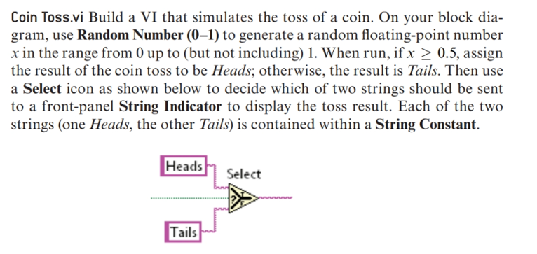 Coin Toss.vi Build a VI that simulates the toss of a | Chegg.com
