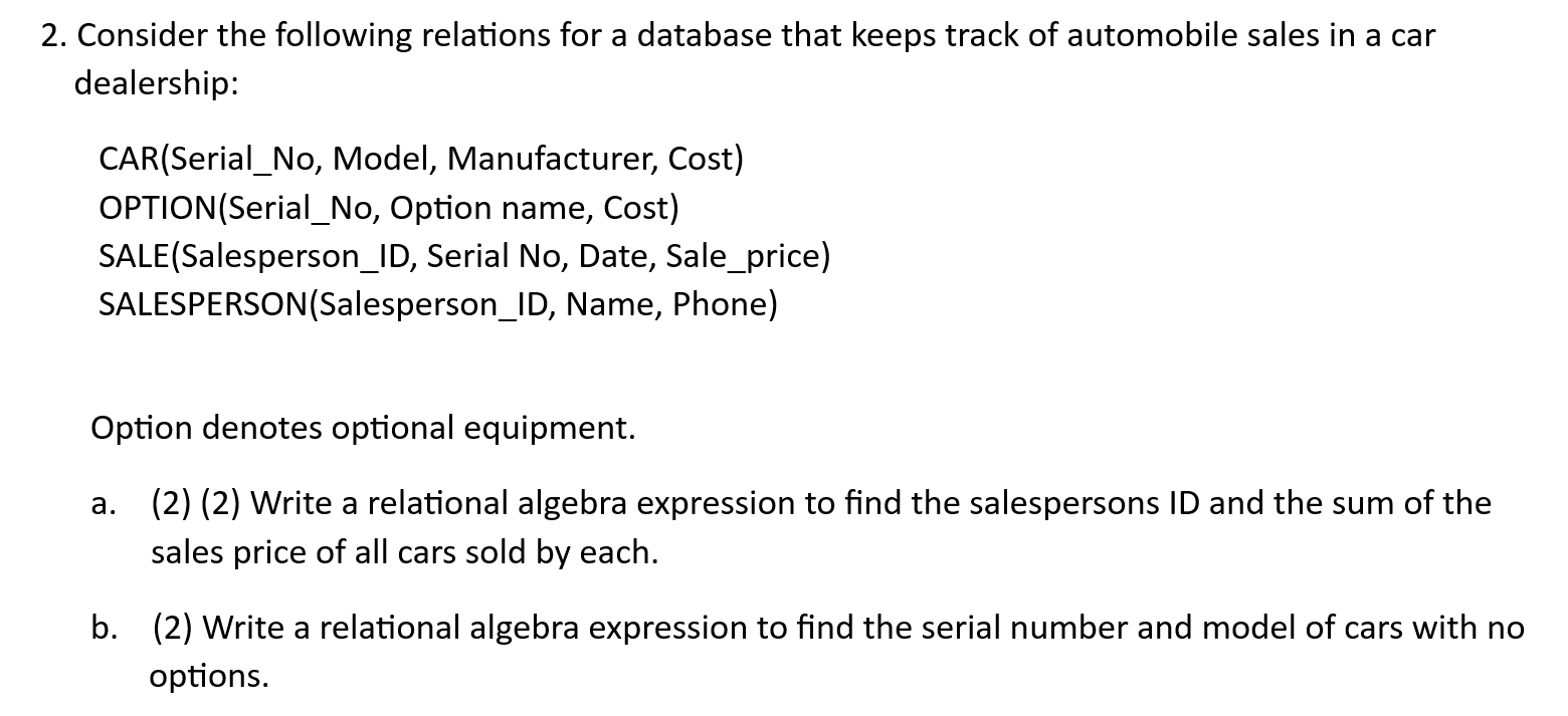 Solved Consider the following relations for a database that | Chegg.com