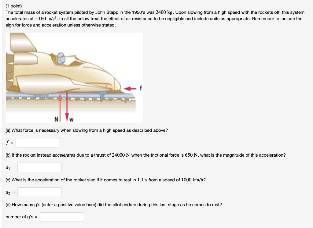Solved (1 point) The total mass of a rocket system piloted | Chegg.com