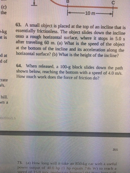 Solved the 10m 63. A small object is placed at the top of an | Chegg.com